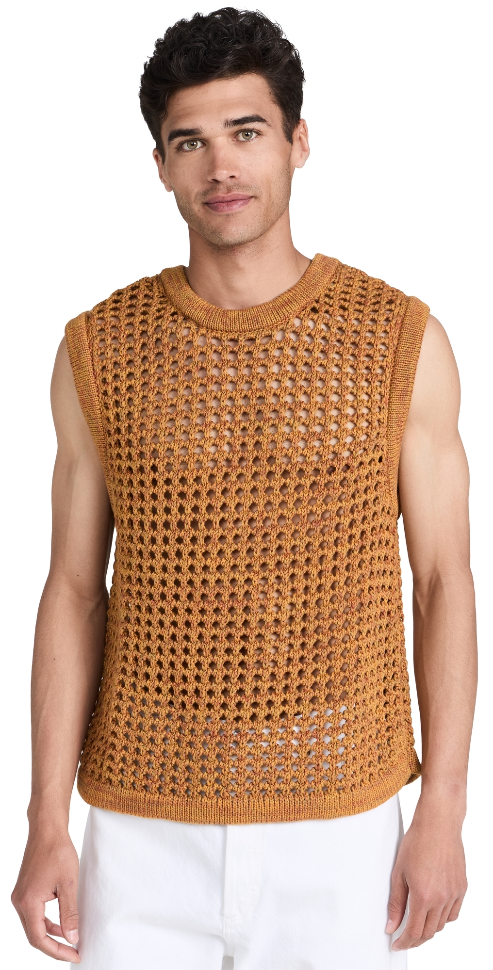 Nicholas Daley Crochet Vest In Orange Mustard - 70% Off | Editorialist